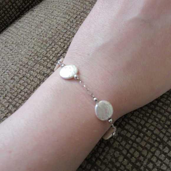 Jewelry | Round Pearl Sterling Silver Clasp Bracelet 675 In | Poshmark